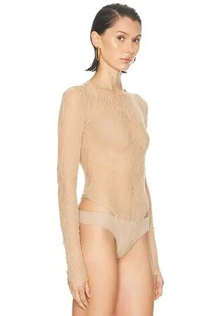 Wardrobe.NYC Lace Bodysuit - Khaki