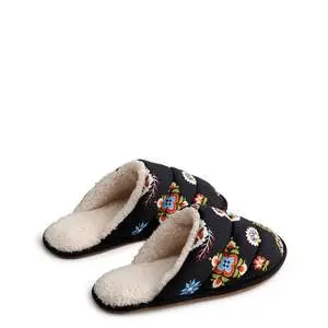 VERA BRADLEY Floral Print Slippers - Black