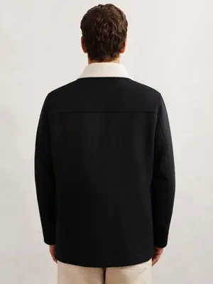 REISS Wool-blend Cord-collar Worker Jacket