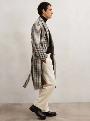 REISS Solesto Wool Dogtooth Overcoat