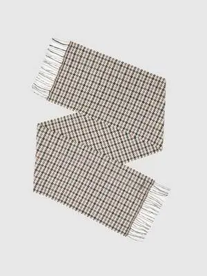 REISS Hound Wool-cashmere Check Scarf - Brown Multi
