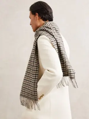 REISS Hound Wool-cashmere Check Scarf - Brown Multi