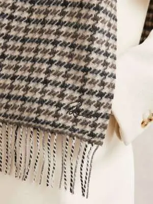REISS Hound Wool-cashmere Check Scarf - Brown Multi