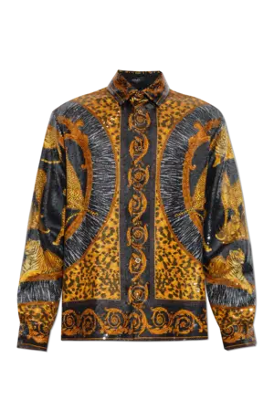 Versace Sequin Shirt With Print - Brown