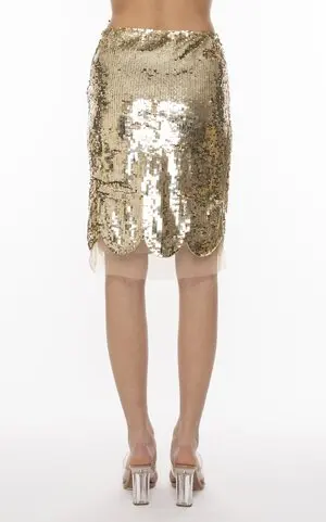 DES_PHEMMES Sequined Midi Skirt - Gold