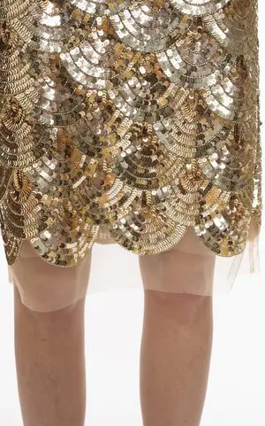 DES_PHEMMES Sequined Midi Skirt - Gold