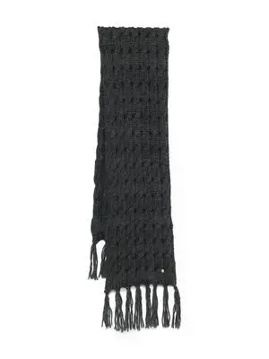 COCCINELLE Cable-knit Fringed-edge Scarf - Black