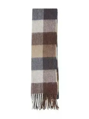 Barbour Checked Fringed Scarf - Brown