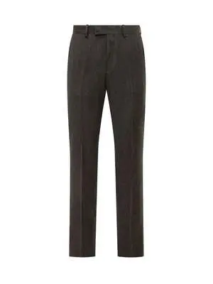 Zegna Trousers In Grey Wool With Pleat - Brown