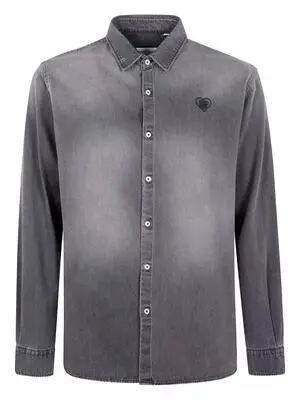 FAMILY FIRST Heart-embroidered Denim Shirt - Grey