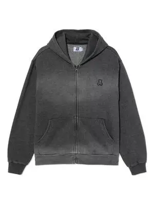 Izzue Bear-embroidered Zip Hoodie - Black
