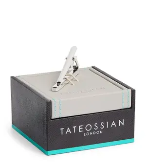 Tateossian Sterling Silver Tie Clip - Blue