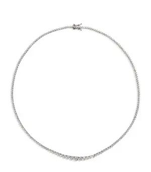 Harrods Gold And Diamond Graduated Tennis Necklace - White