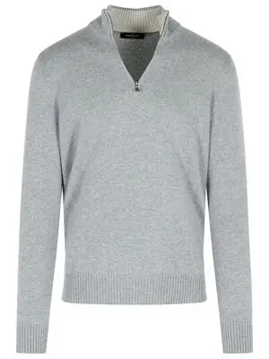 GRAN SASSO Cashmere Quarter Zip Sweater - Grey
