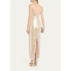 L'Agence Karma Sequined Maxi Dress - Beige