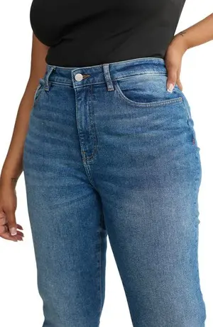 Warp + Weft Mia Split Hem High Waist Flare Jeans - Rowdy