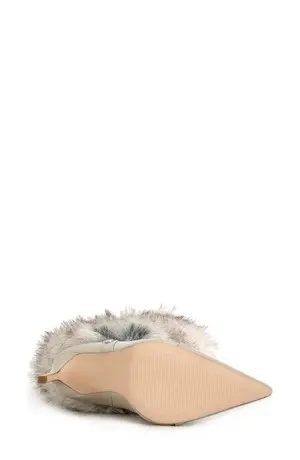 AZALEA WANG Alisette Faux Fur Knee High Boots - Grey