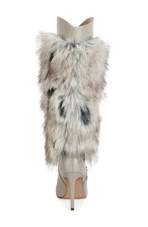 AZALEA WANG Alisette Faux Fur Knee High Boots - Grey