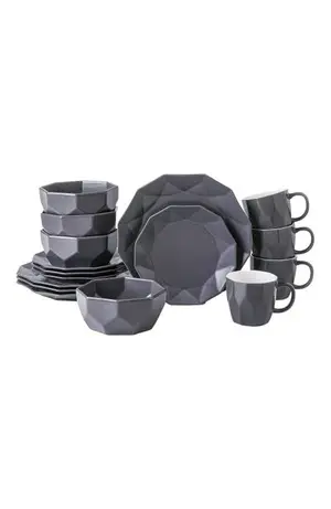 STONE + LAIN Jamie Porcelain 16-piece Dinnerware Set - Grey