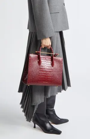 Strathberry Midi Croc Embossed Leather Tote