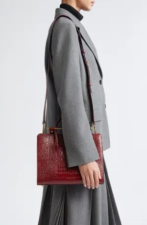 Strathberry Midi Croc Embossed Leather Tote