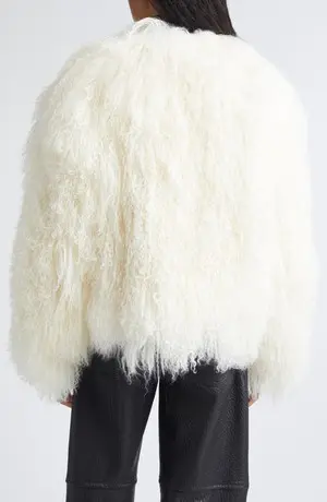 STAND STUDIO Curly Genuine Shearling Jacket - Off White
