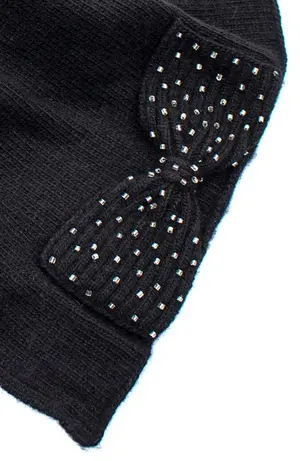 Portolano Scarf With Beaded Bows - Black