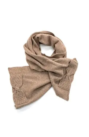 Portolano Scarf With Beaded Bows - Lt Nile Brown