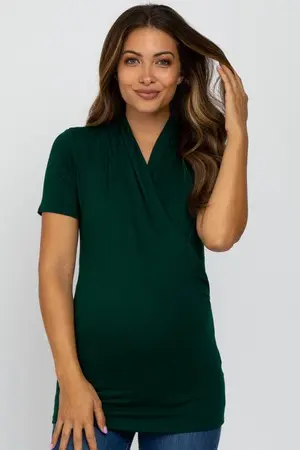 PINKBLUSH Short Sleeve Wrap Front Nursing Top