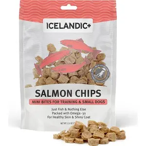 ICELANDIC+ Mini Fish Chips Salmon 2.5oz Dog Treats - Multicolored