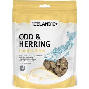 ICELANDIC+ Cod & Herring Combo Bites Dog Treat 3.0oz Bag - Multicolored