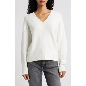 Madewell Calina Deep V-neck Sweater - Winter White