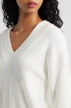 Madewell Calina Deep V-neck Sweater - Winter White