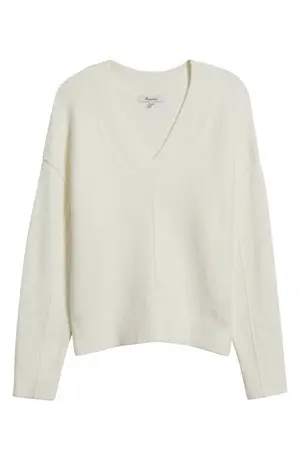 Madewell Calina Deep V-neck Sweater - Winter White