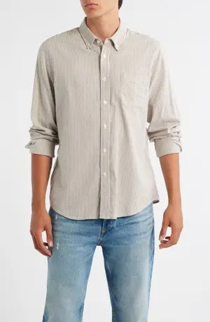 Rails Vance Stripe Cotton Blend Button-down Shirt - Cedar Oat Stripe