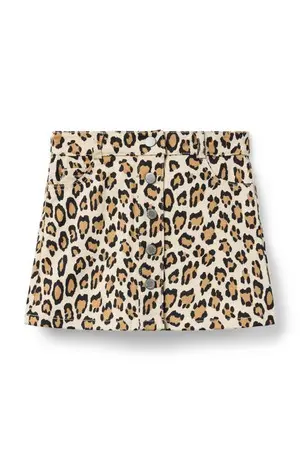 Janie And Jack Leopard Print Button-down Skirt