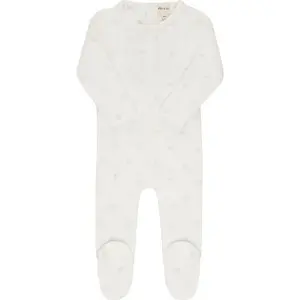 ELY'S & CO. Velour Embroidered Floral Footie - Ivory Girl