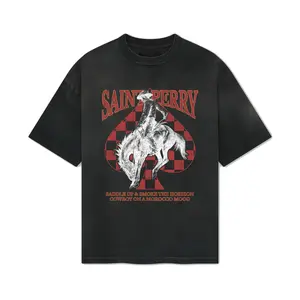 SAINT PERRY Horizon Rider Leather Card Case T-shirt - Black