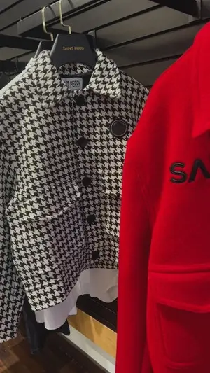 SAINT PERRY Houndstooth Boxy Fit Jacket