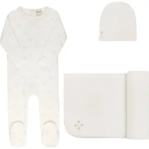 ELY'S & CO. Velour Embroidered Floral Take Me Home Set - Ivory Boy