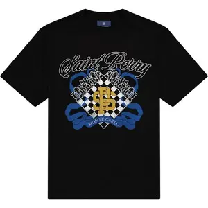 SAINT PERRY Monte Carlo Chess Crest Tees - Black