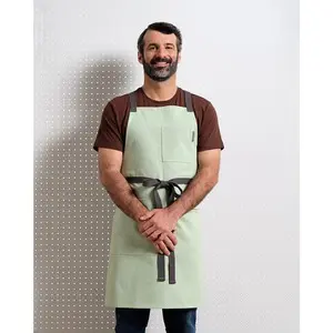 MEEMA Crossback Apron - Pinstriped - Sage Green