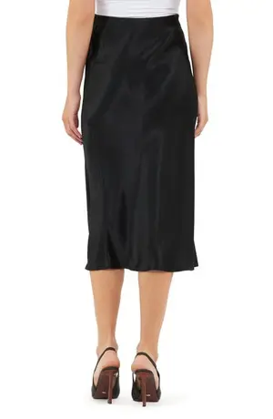 RIPE MATERNITY Crystal Satin Midi Skirt - Black