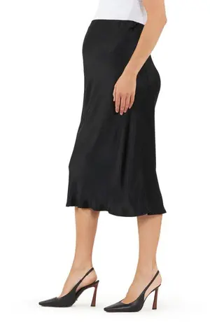 RIPE MATERNITY Crystal Satin Midi Skirt - Black