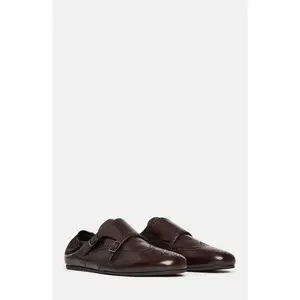 SCAROSSO Double Monk Strap Shoes - Dark Brown - Calf
