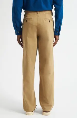 NOAH Double Pleat Cotton Herringbone Trousers