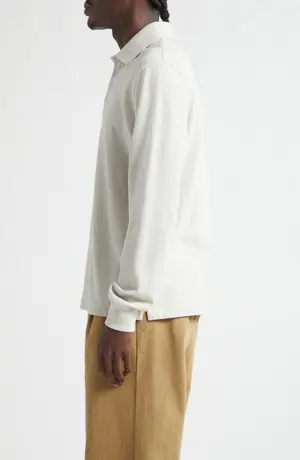 NOAH Long Sleeve Cotton Piqué Polo