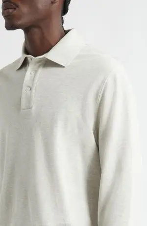 NOAH Long Sleeve Cotton Piqué Polo