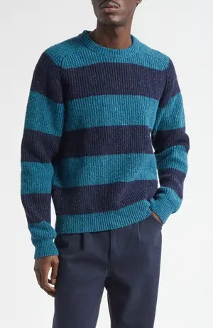 NOAH Striped Donegal Wool Sweater
