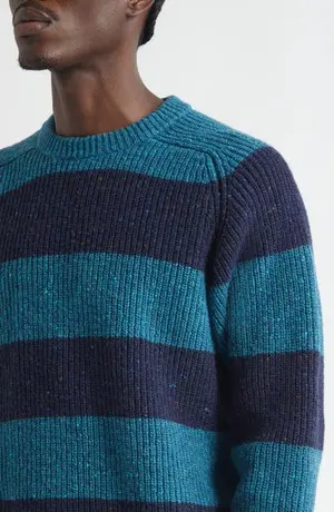 NOAH Striped Donegal Wool Sweater